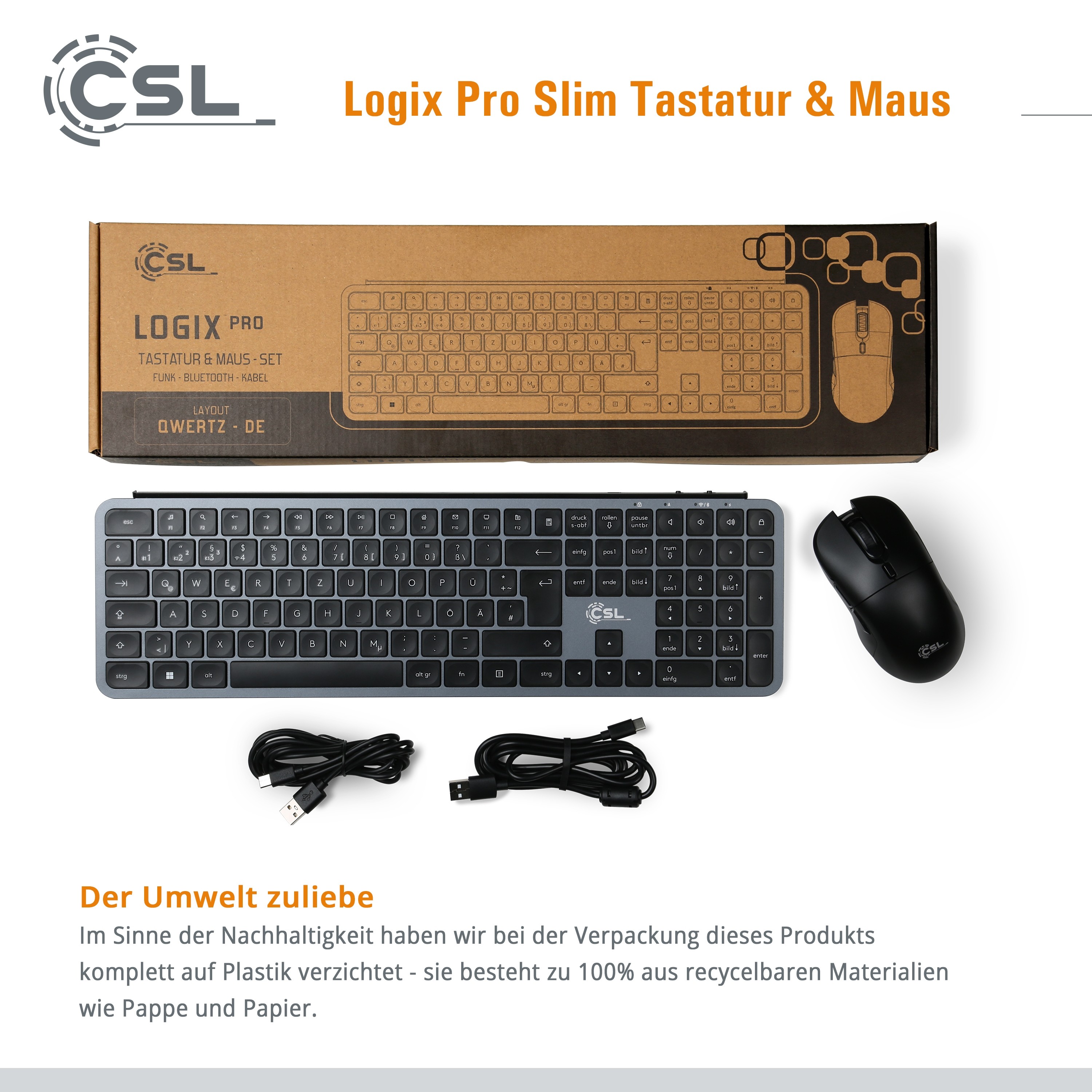 CSL Computer | CSL Logix Pro wireless keyboard and mouse, black
