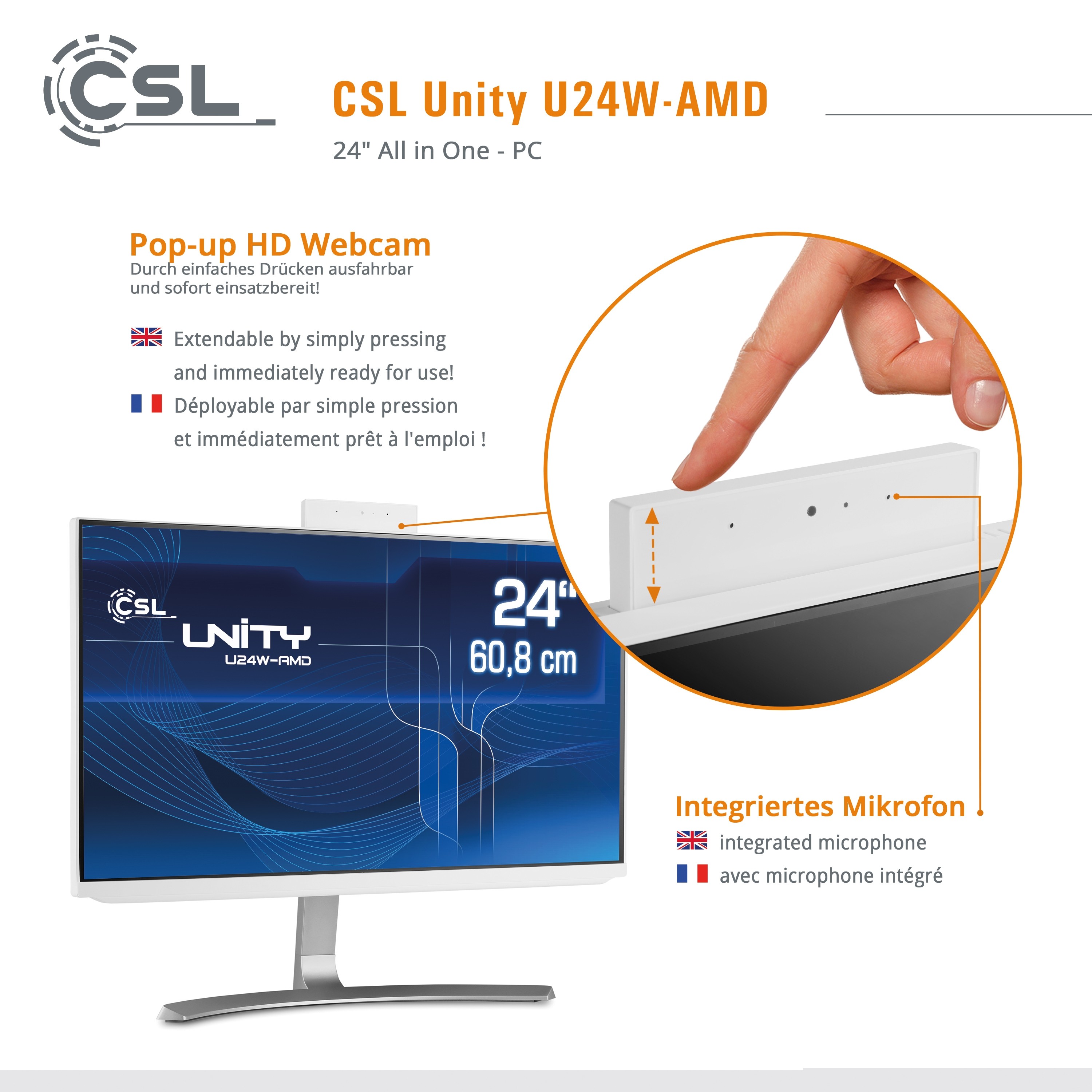 CSL Computer | All-in-One-PC CSL Unity U24W-AMD / 5700G / Windows 11 Pro / 2000Go+32Go