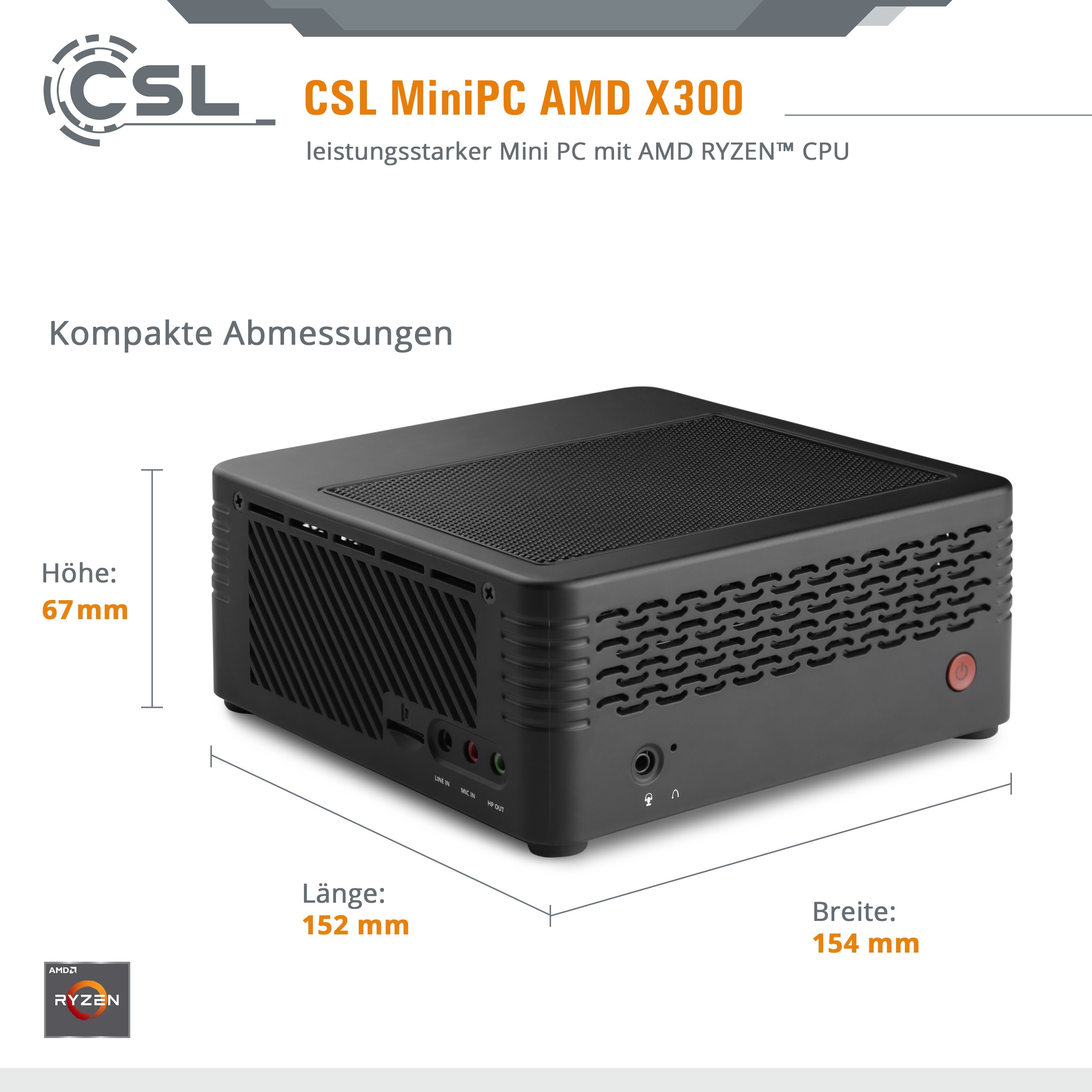 CSL Computer | Mini PC - CSL X300 / 5600GT / 16GB / 1000GB SSD